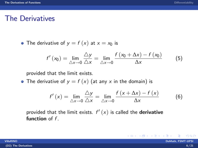 Benginning Calculus Lecture notes 3 - derivatives | PDF