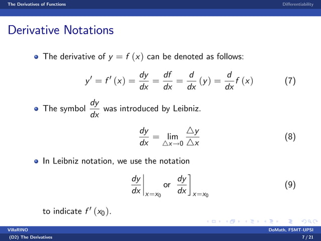 Benginning Calculus Lecture notes 3 - derivatives | PDF