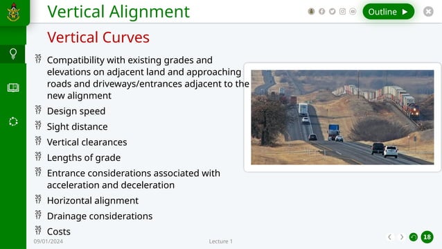 Lecture notes 3 Horizontal and Vertical alignments.pptx | Geography ...