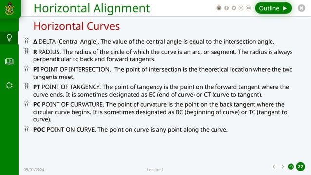 Lecture notes 3 Horizontal and Vertical alignments.pptx | Geography ...
