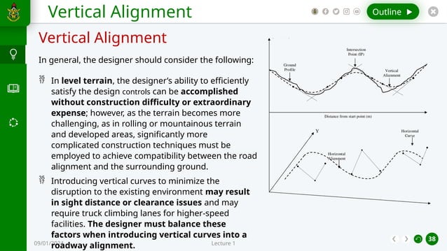 Lecture notes 3 Horizontal and Vertical alignments.pptx | Geography ...