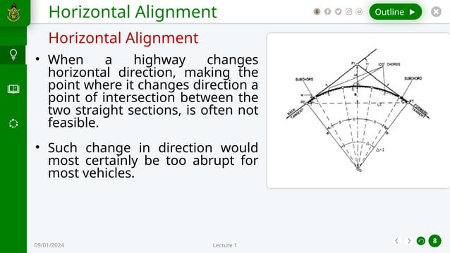 Lecture notes 3 Horizontal and Vertical alignments.pptx | Geography ...