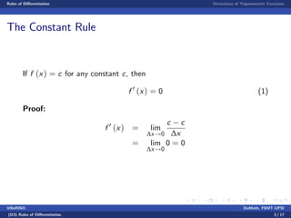 Benginning Calculus Lecture notes 4 - rules | PDF