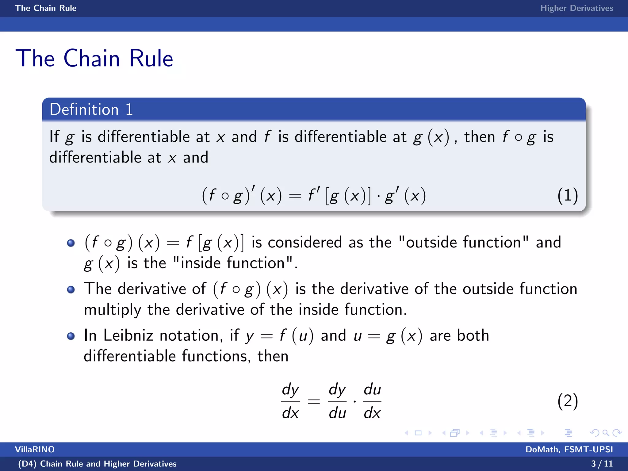 Benginning Calculus Lecture notes 5 - chain rule | PPT