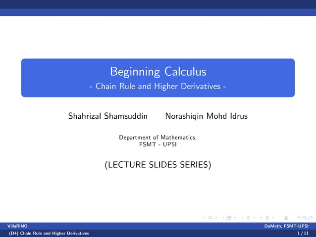 Benginning Calculus Lecture notes 5 - chain rule | PPT