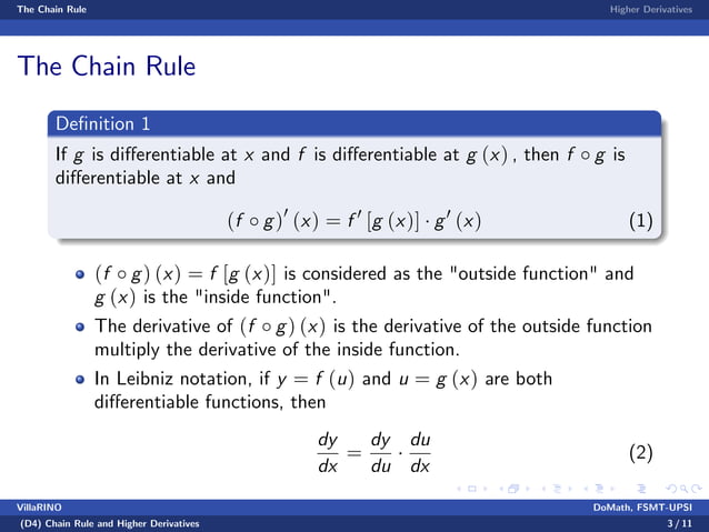 Benginning Calculus Lecture notes 5 - chain rule | PPT