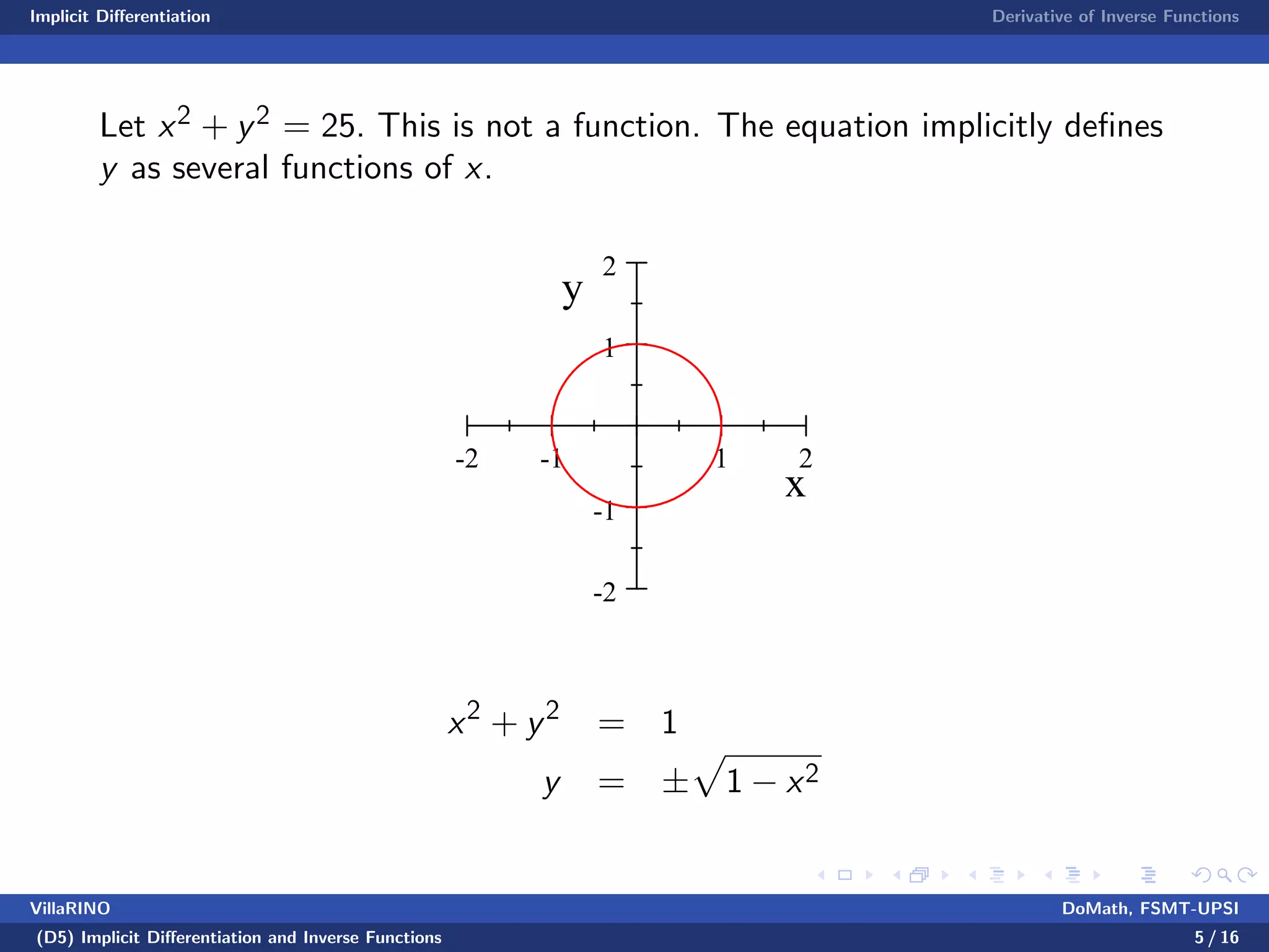 Benginning Calculus Lecture notes 6 - implicit differentiation | PPT