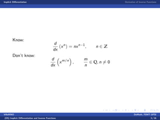 Benginning Calculus Lecture notes 6 - implicit differentiation | PPT