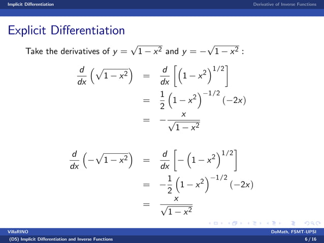 Benginning Calculus Lecture notes 6 - implicit differentiation | PPT