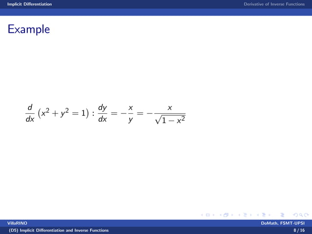 Benginning Calculus Lecture notes 6 - implicit differentiation | PPT