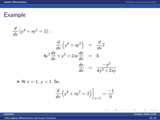 Benginning Calculus Lecture notes 6 - implicit differentiation