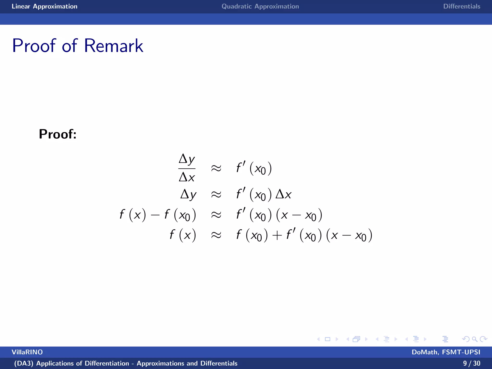 Benginning Calculus Lecture Notes 8 Linear Quadratic Approximation Ppt
