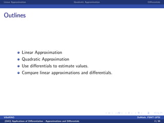 Benginning Calculus Lecture notes 8 - linear, quadratic approximation | PPT