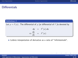 Benginning Calculus Lecture notes 8 - linear, quadratic approximation | PPT
