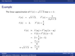 Benginning Calculus Lecture notes 8 - linear, quadratic approximation | PPT