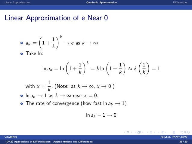 Benginning Calculus Lecture Notes 8 Linear Quadratic Approximation