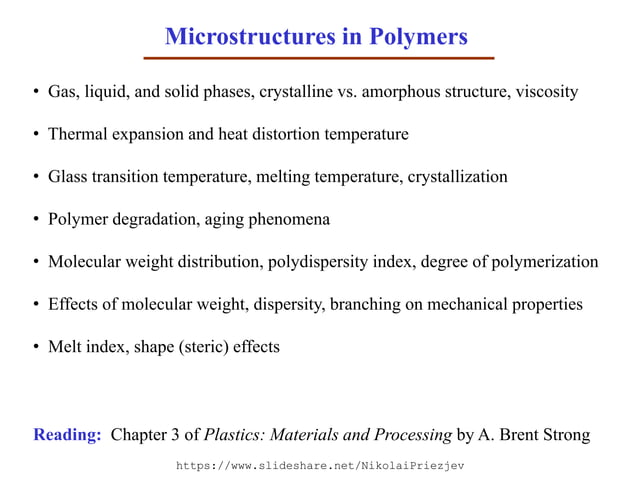 Lecture: Microstructures in polymers | PDF | Chemistry | Science