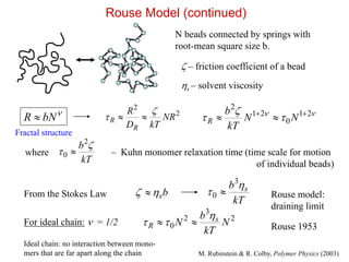 Lecture: Dynamics of Polymer Solutions and Melts | PDF