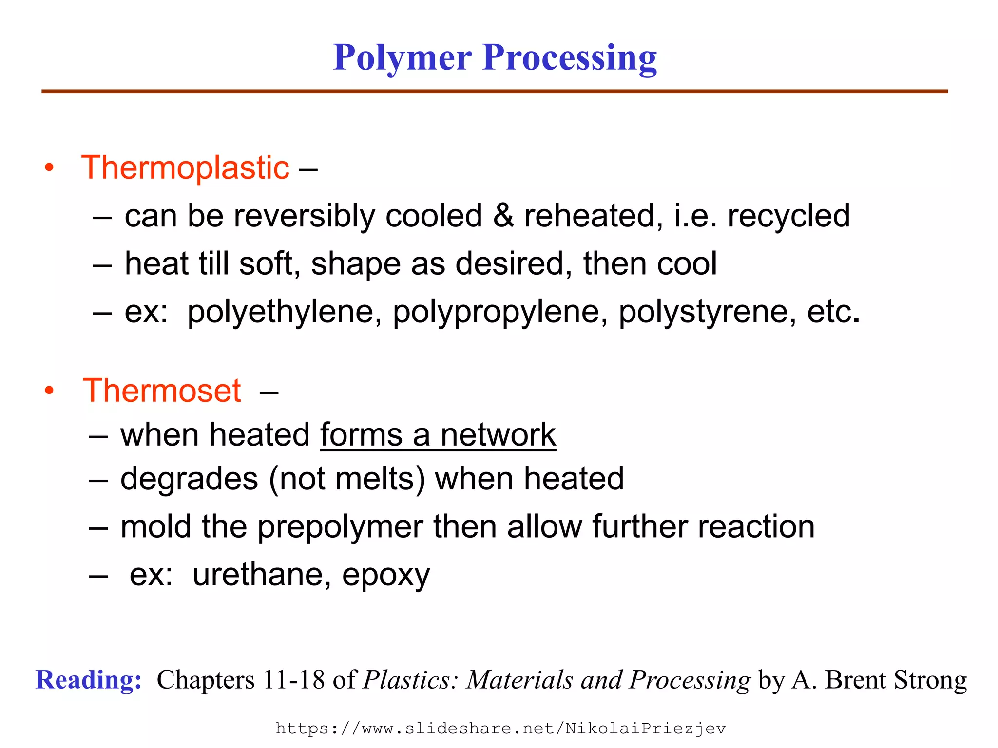 Lecture: Polymer Processing | PDF