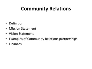Lecture notes, Community Relations | PPT