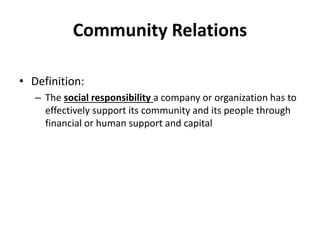 Lecture notes, Community Relations | PPT