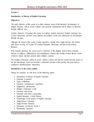 History of English Literature | DOCX
