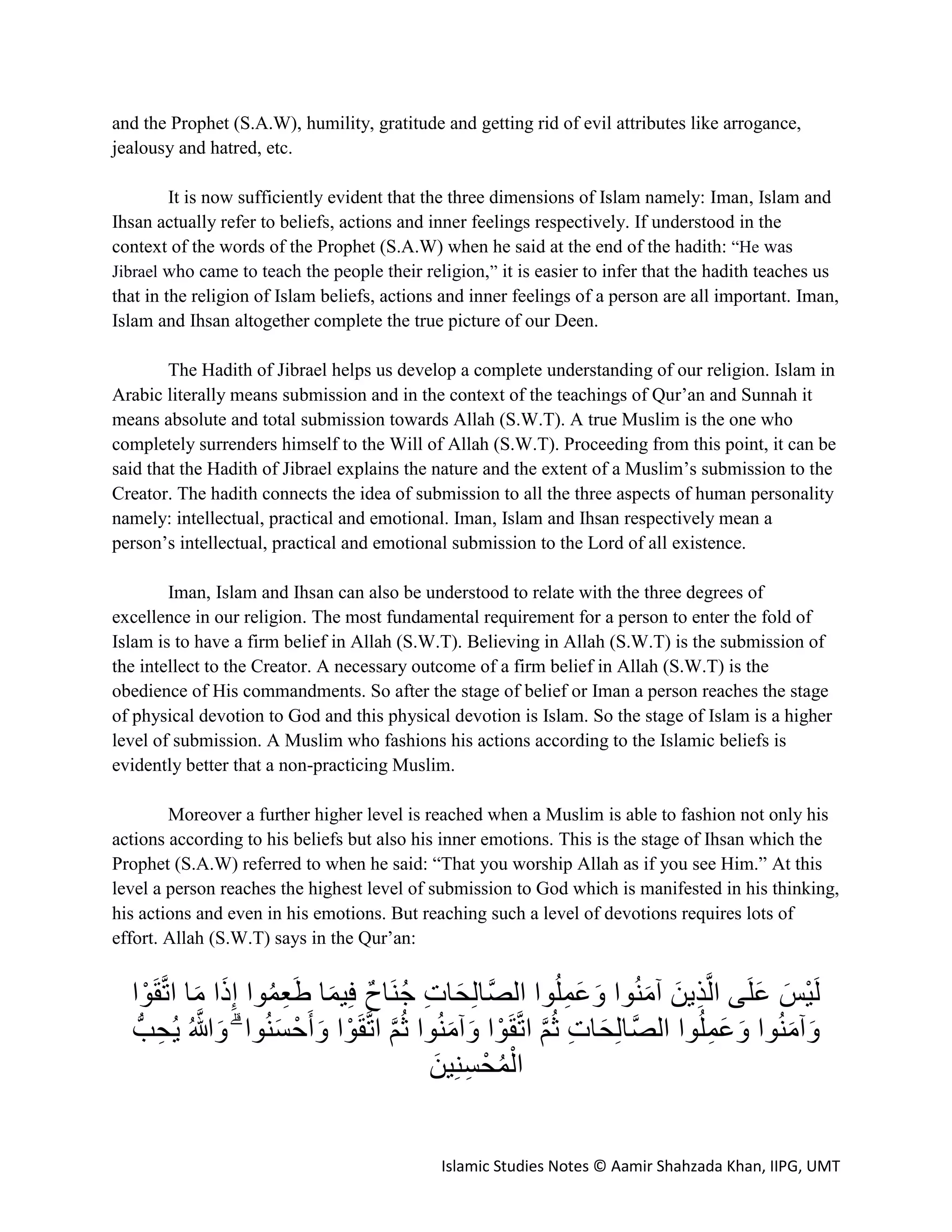 Lecture Notes for Module 1 - Hadith of Jibrael.pdf