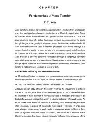 Lecture Notes in Mass Transfer | PDF
