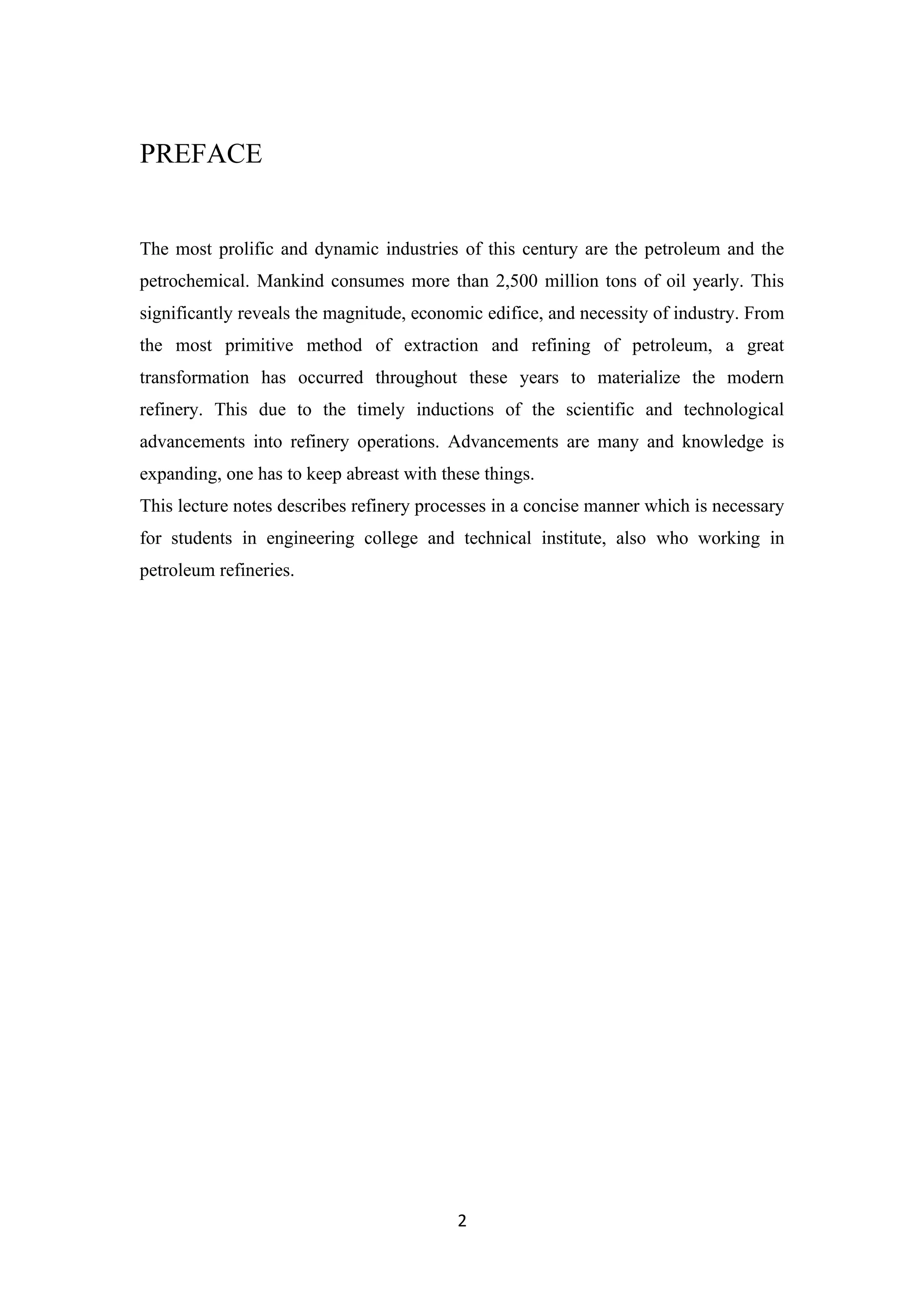 Lecture Notes in Modern Petroleum Refining Processes | PDF