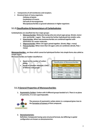 Lecture notes on Chemistry of carbohydrates | PDF