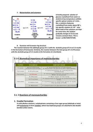 Lecture notes on Chemistry of carbohydrates | PDF