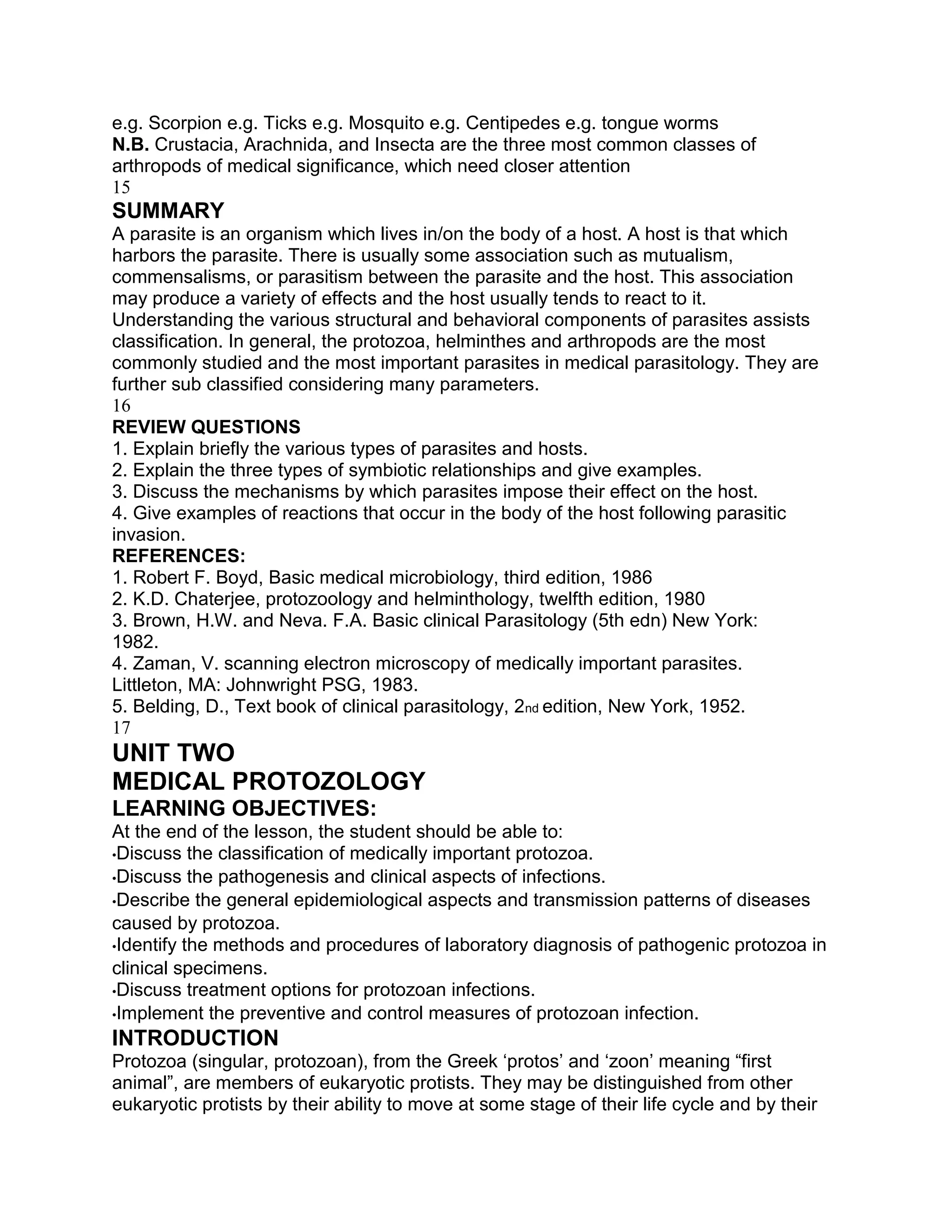 Lecture notes parasitology 2 | DOCX