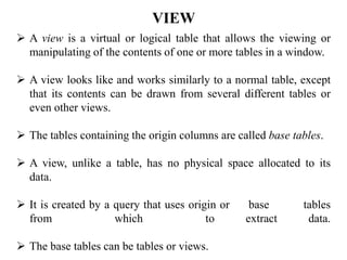 RDBMS Lecture Notes Unit4 chapter12 VIEW | PDF