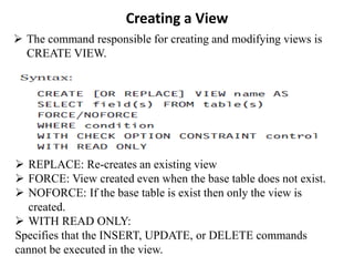 RDBMS Lecture Notes Unit4 chapter12 VIEW | PDF