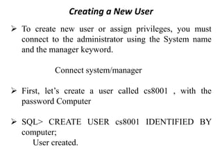 Lecture Notes Unit4 Chapter13 users , roles and privileges | PDF