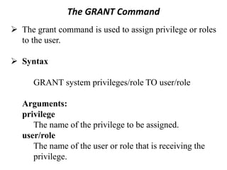 Lecture Notes Unit4 Chapter13 users , roles and privileges | PDF