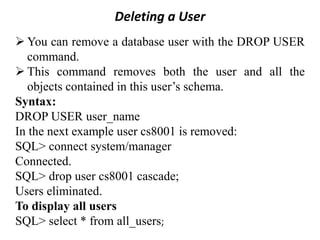Lecture Notes Unit4 Chapter13 users , roles and privileges | PDF