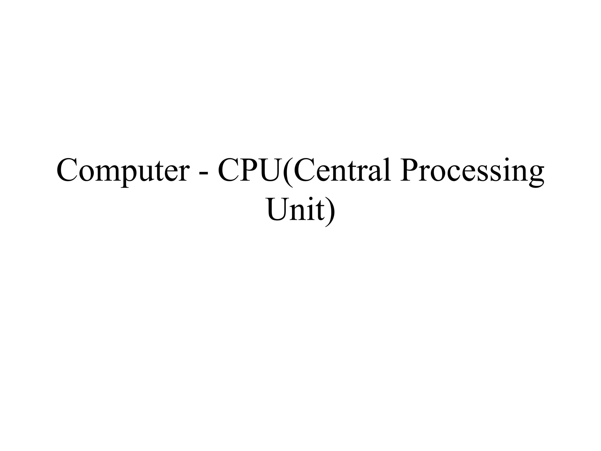 Basic CPU (Central Processing Unit) | PDF