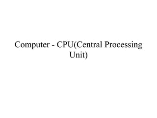 Basic CPU (Central Processing Unit) | PDF