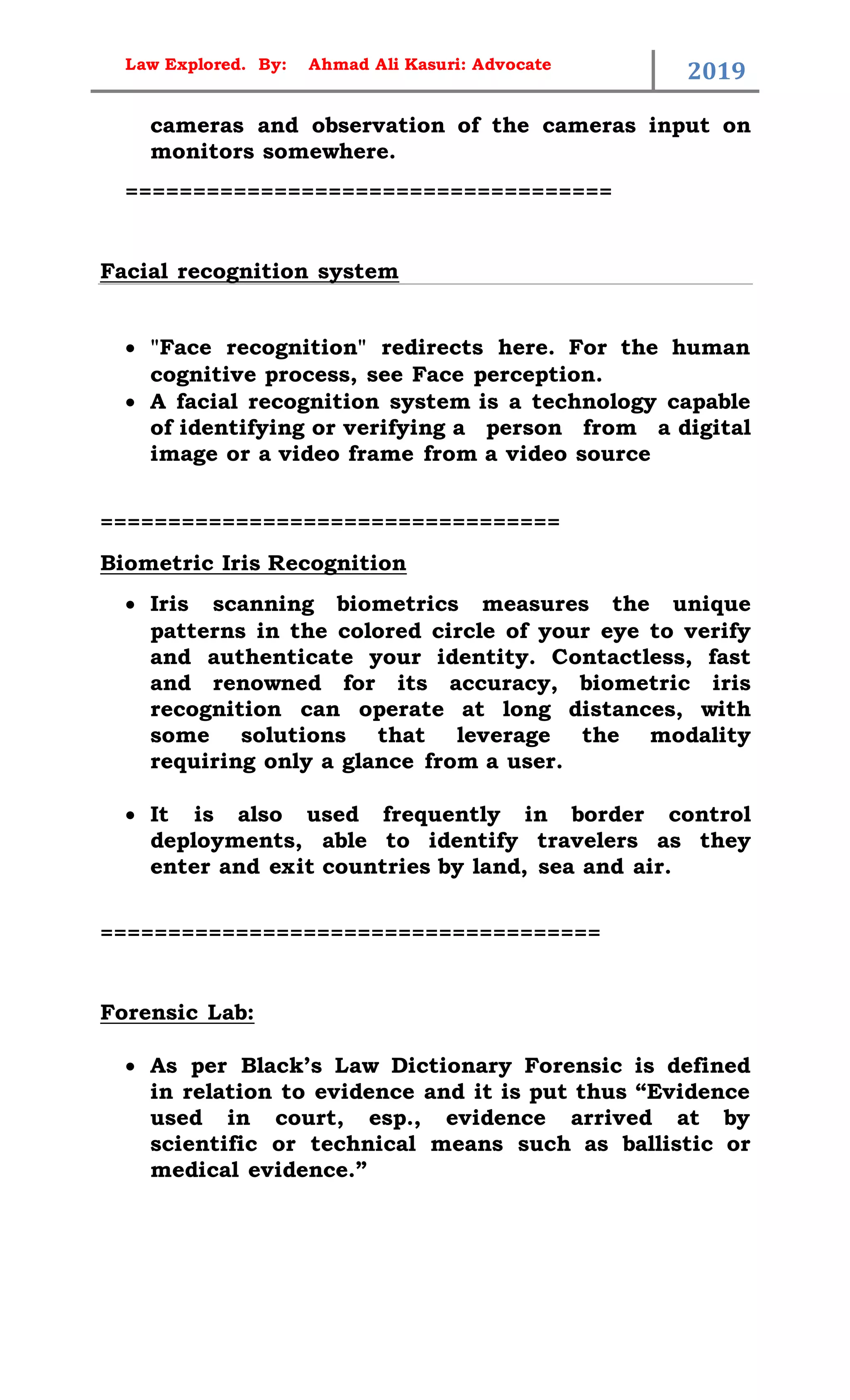 Lecture on Use of Modern devices and Techniques for Evidence as ...