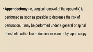 PRINCIPLES OF MANAGEMENT OF DISEASES OF APPENDIX INCLUDING APPENDICITIS ...