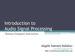 Introductory Lecture to Audio Signal Processing | PDF