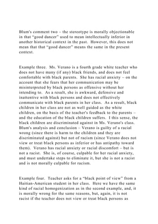 Lecture on Blum, Racism What It Is And What It Isnt & on Kelly a.docx