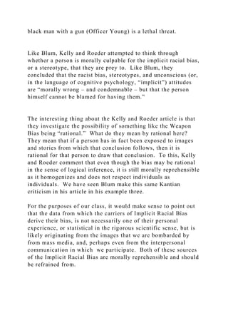 Lecture on Blum, Racism What It Is And What It Isnt & on Kelly a.docx