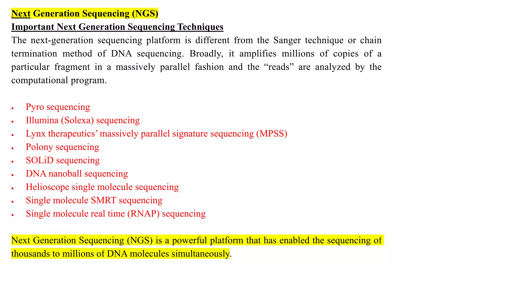 Lecture on DNA sequencing | PDF