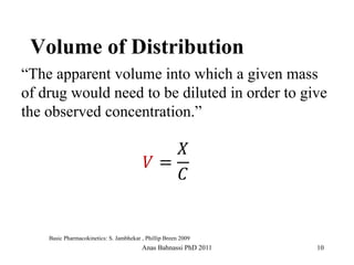 Pharmacokinetics: Lecture One | PPT