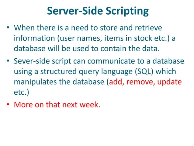 Server Scripting Language -PHP | PPTX | Web Development | Internet
