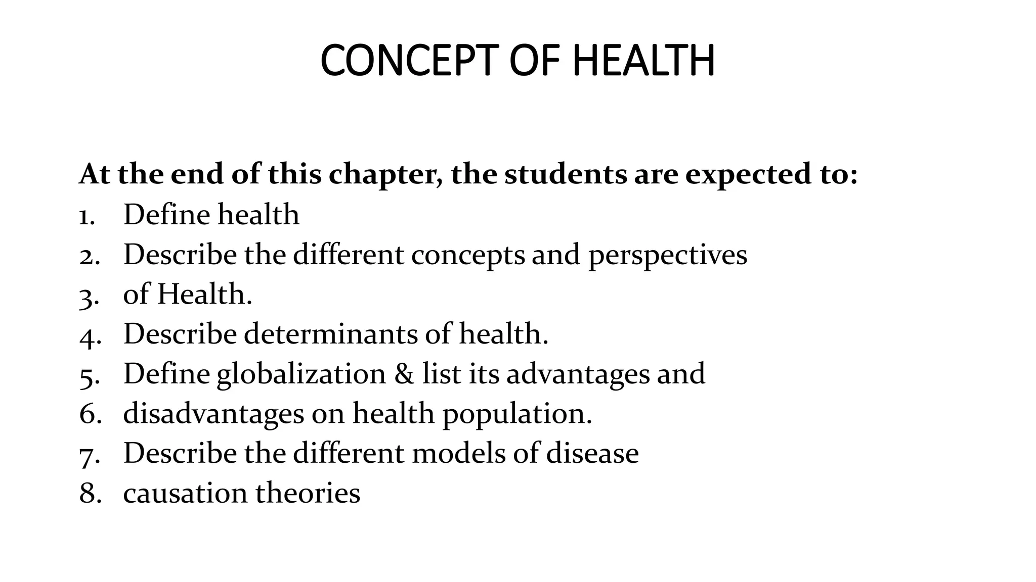 WHO definition: The world Health Organization (WHO) described health ...