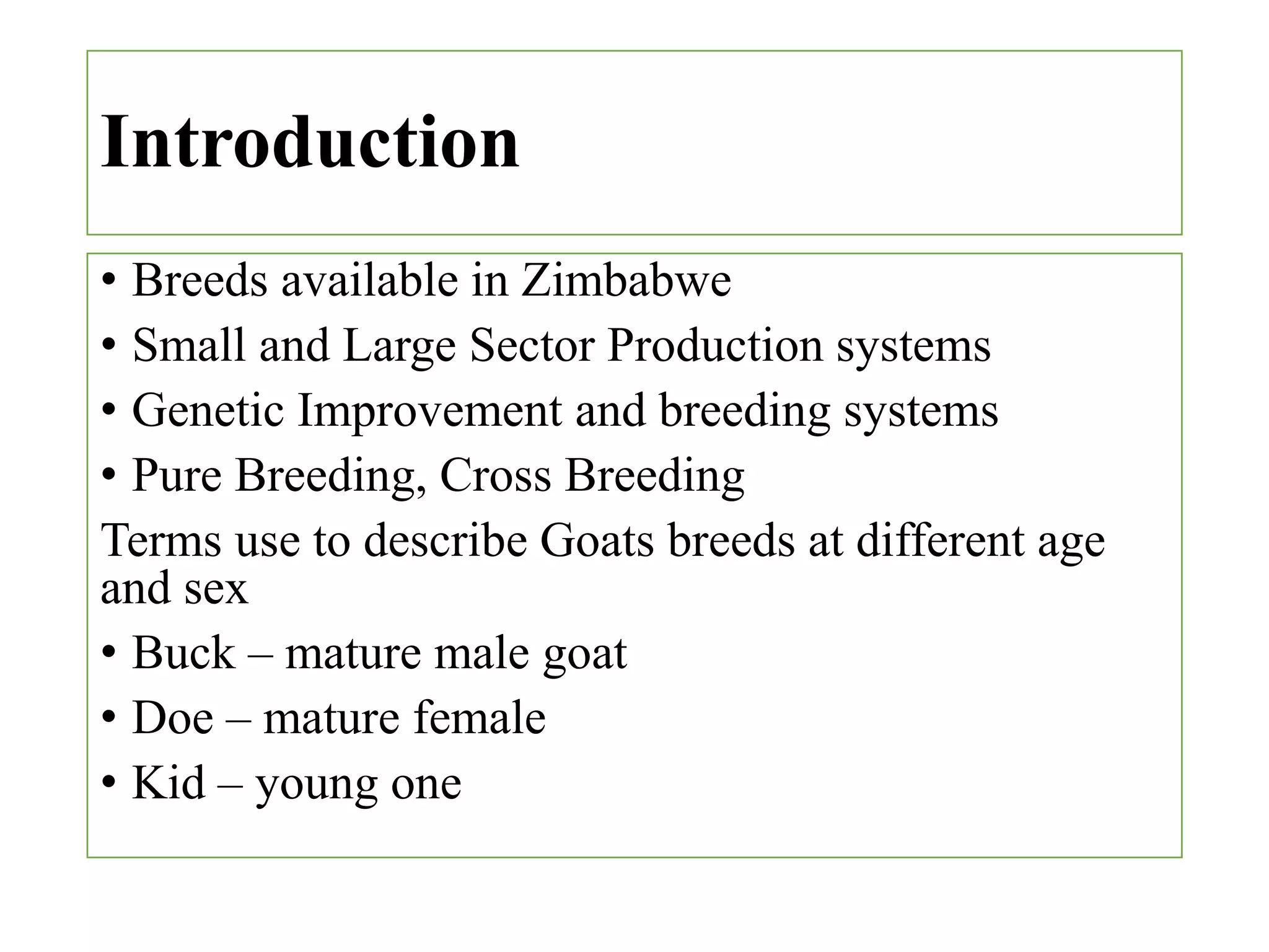 Lecture One: Goat Production and Management | PPTX