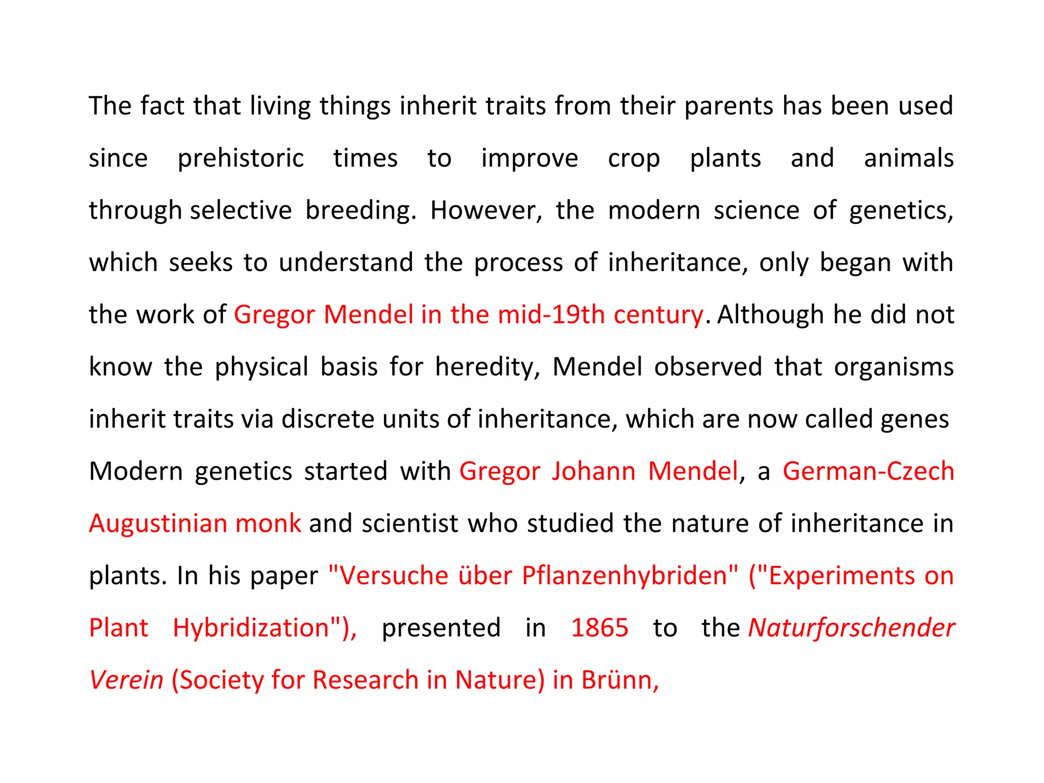 Lecture on history of genetics | PPT
